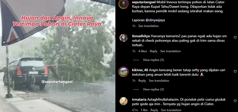 Mobil Innova Tertimpa Pohon di Jalan Ciater Raya, Begini Kondisi Pemiliknya | Beritabanten.com ...